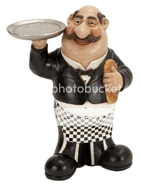 Italian Bistro Fat Chef Waiter Figurine Serving Tray Kitchen Home ...